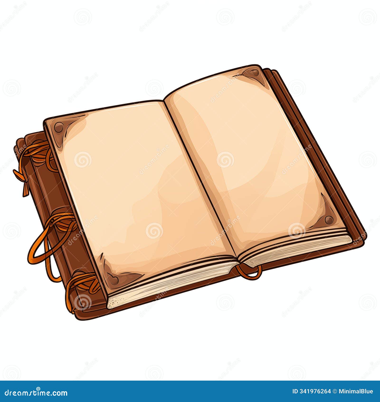 An Open Cartoon Book with Blank Pages on a Plain Background Ready for ...