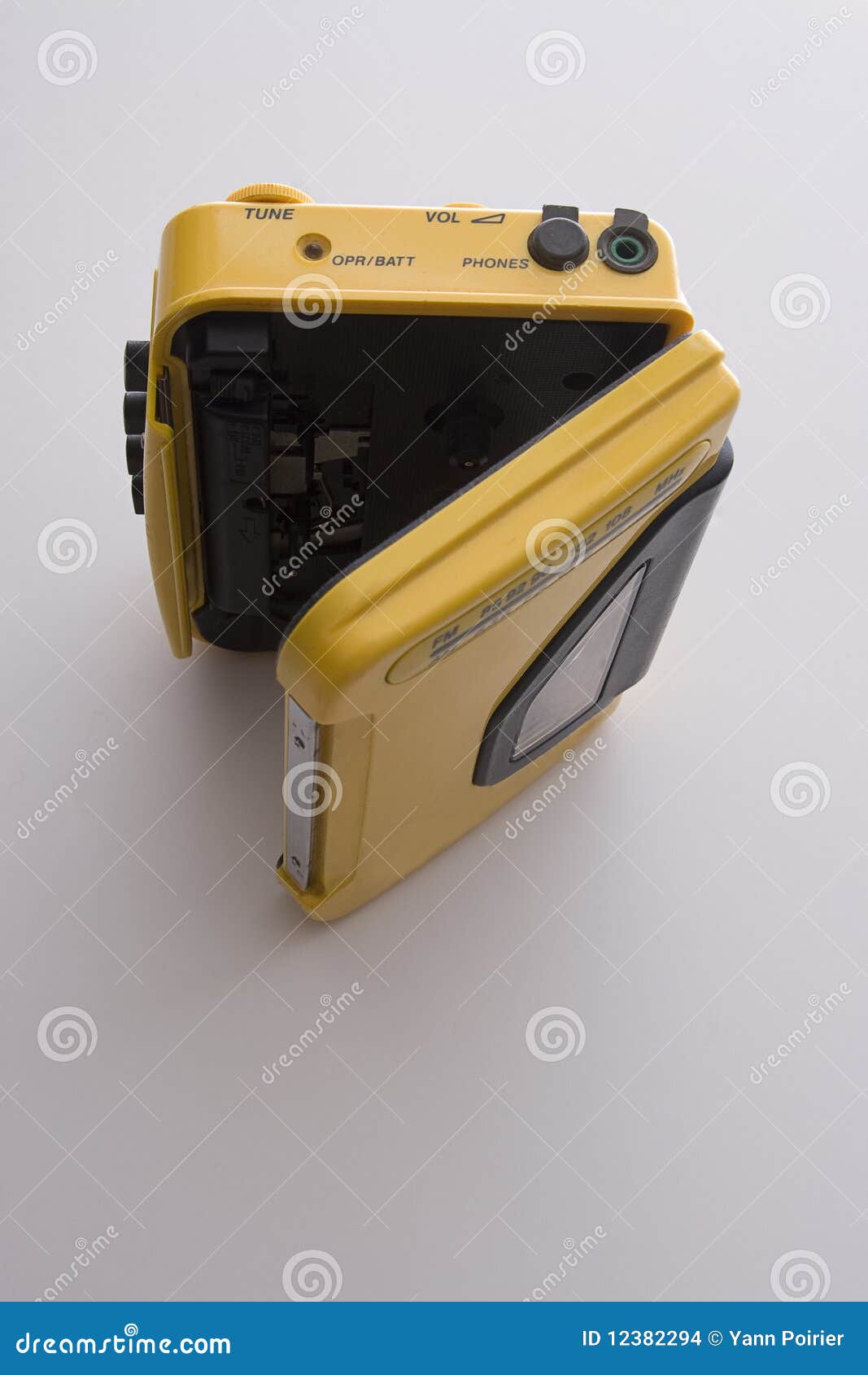 Open cassette player stock photo. Image of yellow, vintage - 12382294