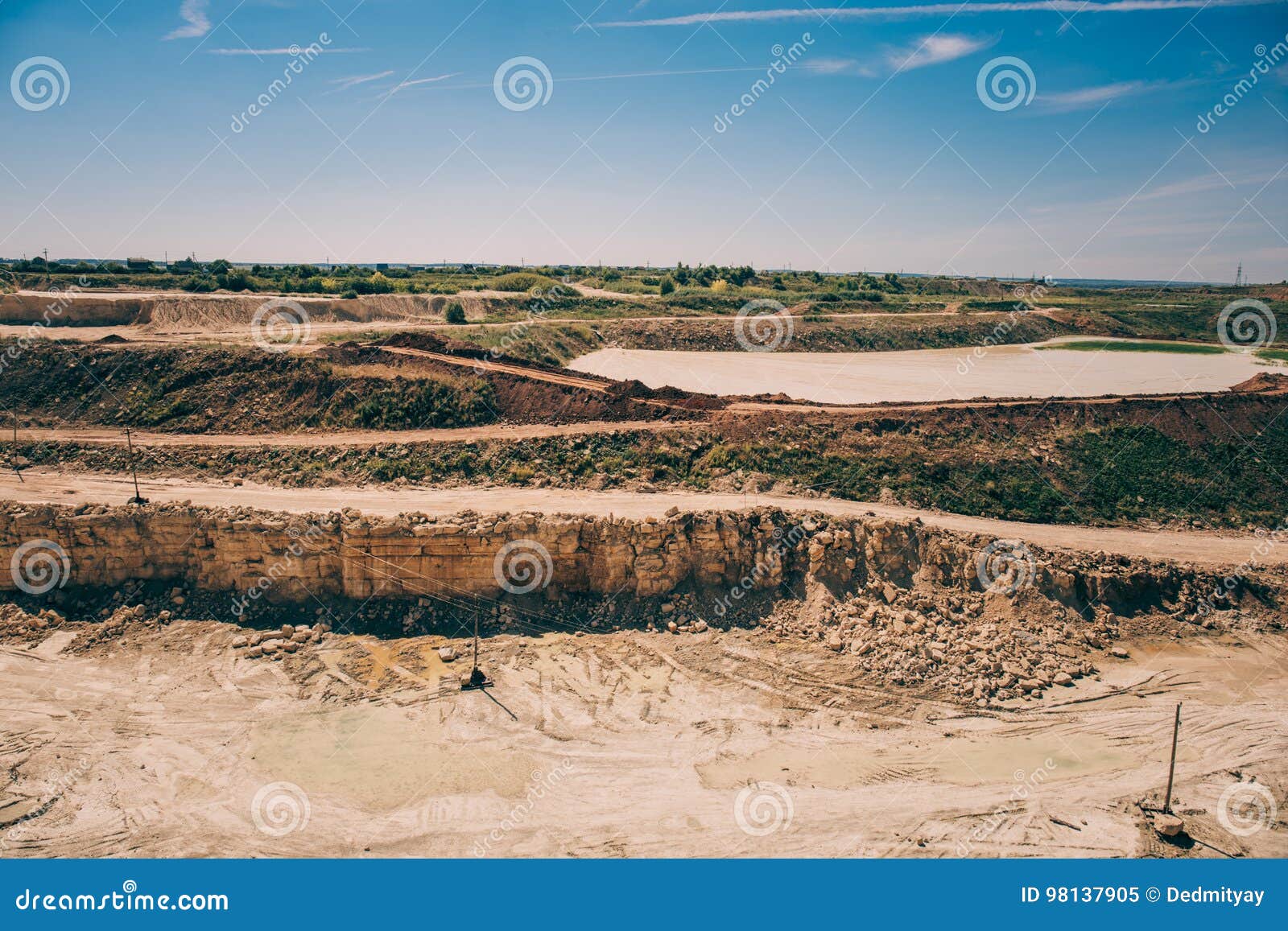 Open Cast Limestone Yellow Mining Quarry Landscape Stock Image - Image ...