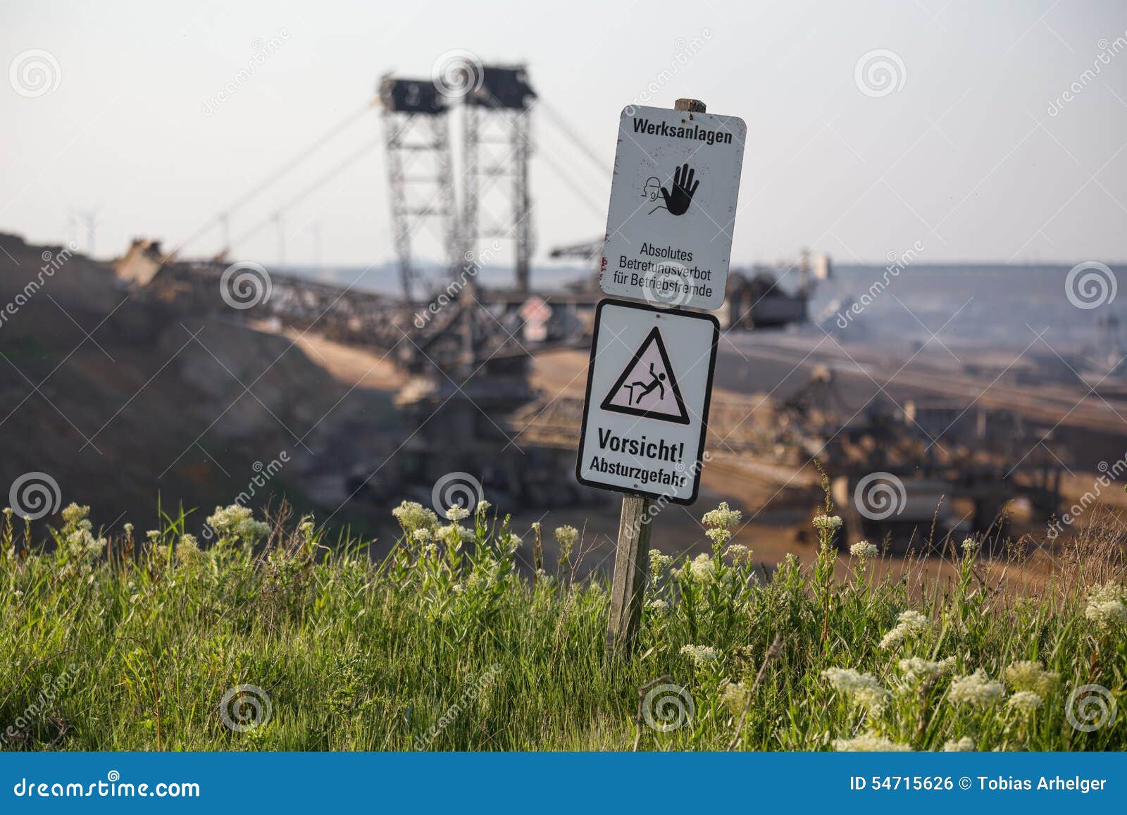 Open-cast Mining Germany Warning Sign Stock Photo - Image of ...