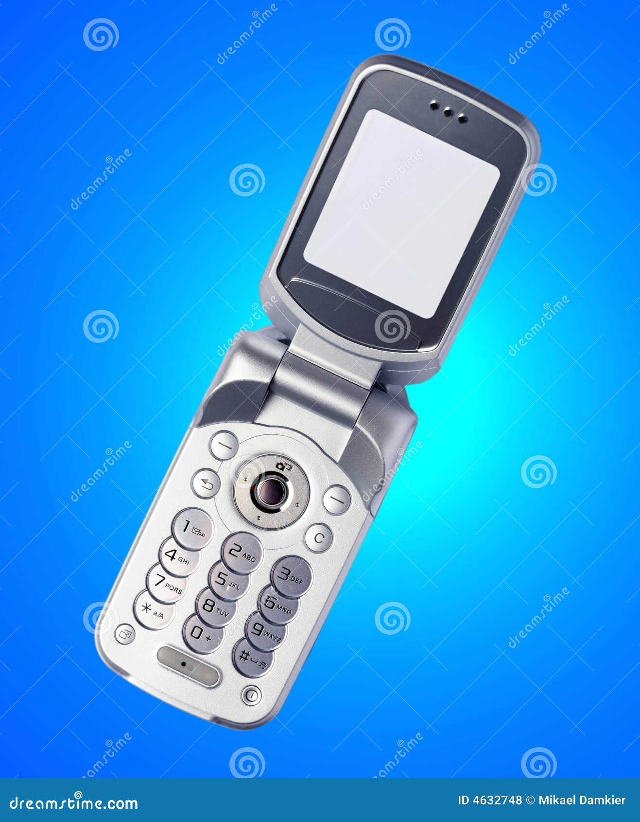 Open cellphone stock foto. Image of knopen, zilver, blauw - 4632748