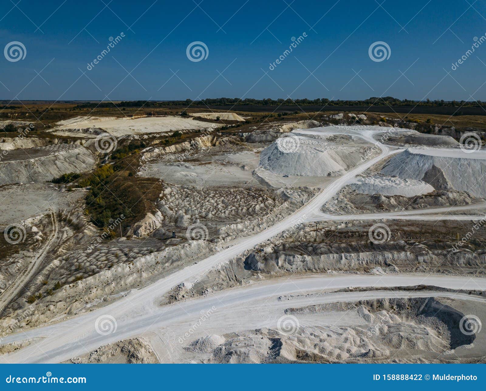 Open Chalky Quarry, Aerial View from Drone Stock Photo - Image of mover ...