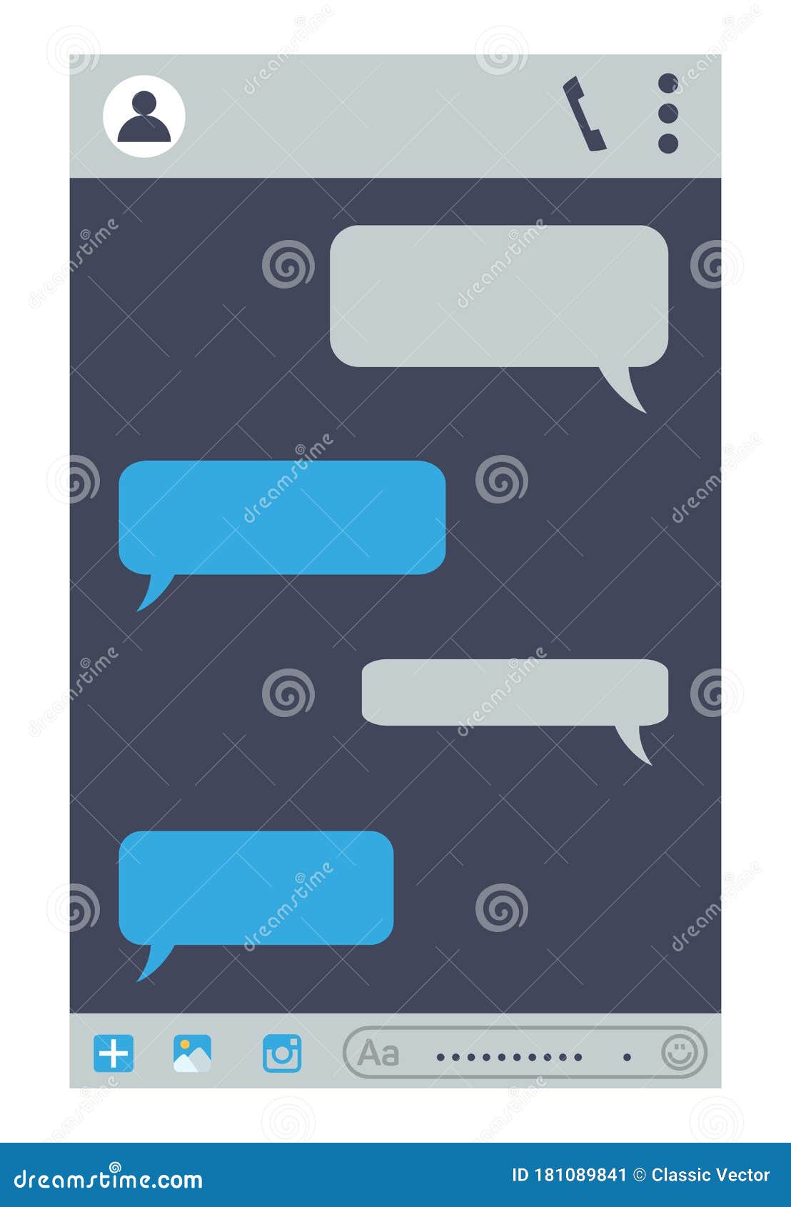 Open Chat with Bubbles on Flat Mobile Phone Screen Stock Vector ...