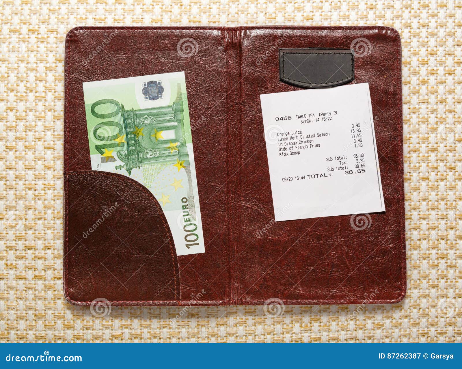 Open Check Folder with Bill and Euro Stock Image - Image of check, book ...