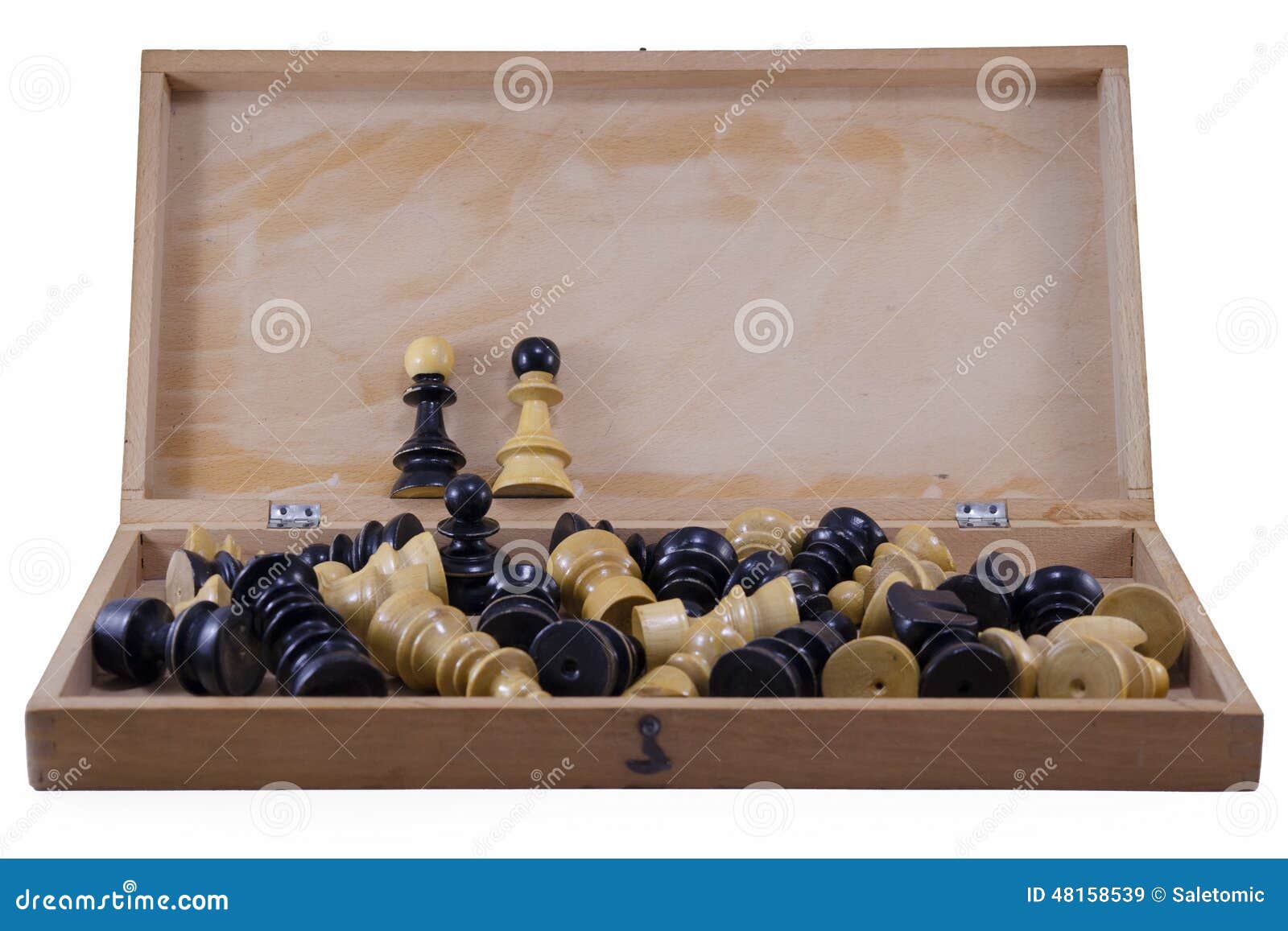Open Chess Board with Chess Pieces Isolated Stock Image - Image of ...