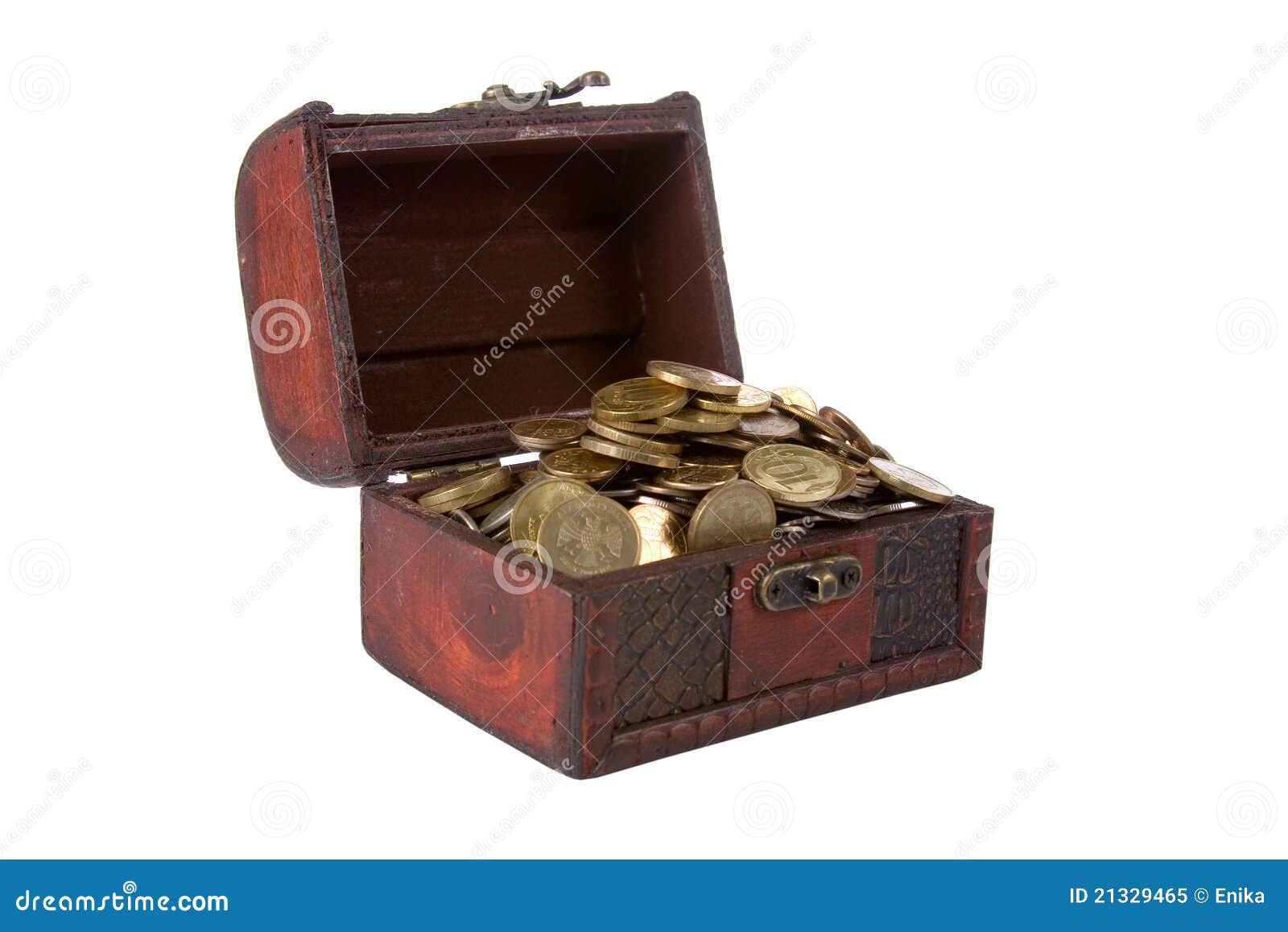Open chest with coins stock image. Image of discovery - 21329465