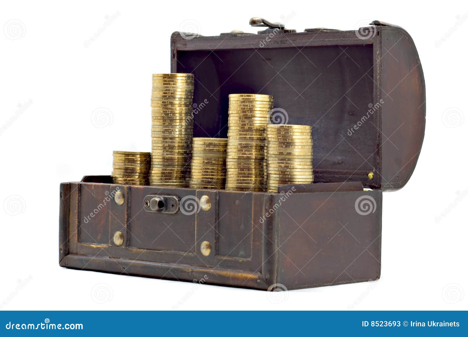 Open chest with money stock image. Image of isolated, dollar - 8523693