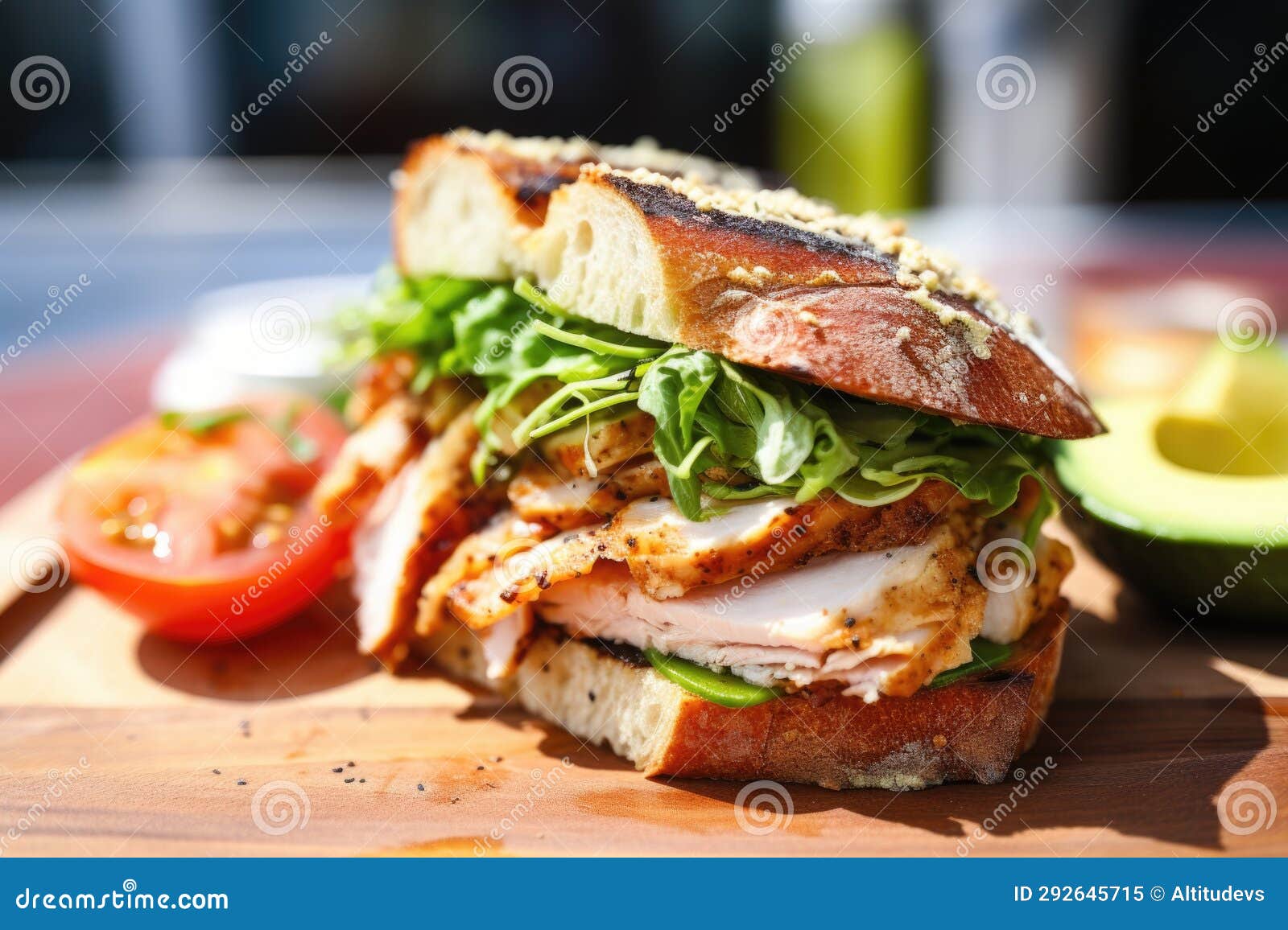 An Open Chicken Thigh Sandwich in Crisp Focus Stock Image - Image of ...