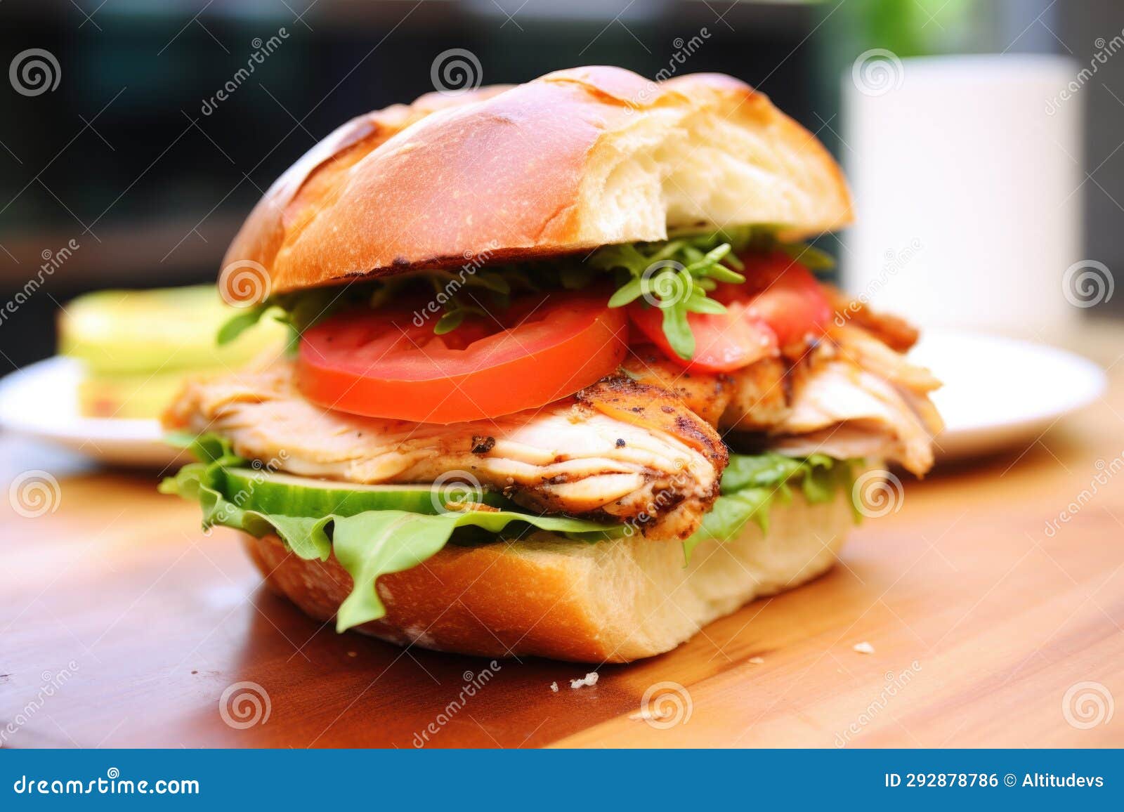 An Open Chicken Thigh Sandwich in Crisp Focus Stock Photo - Image of ...