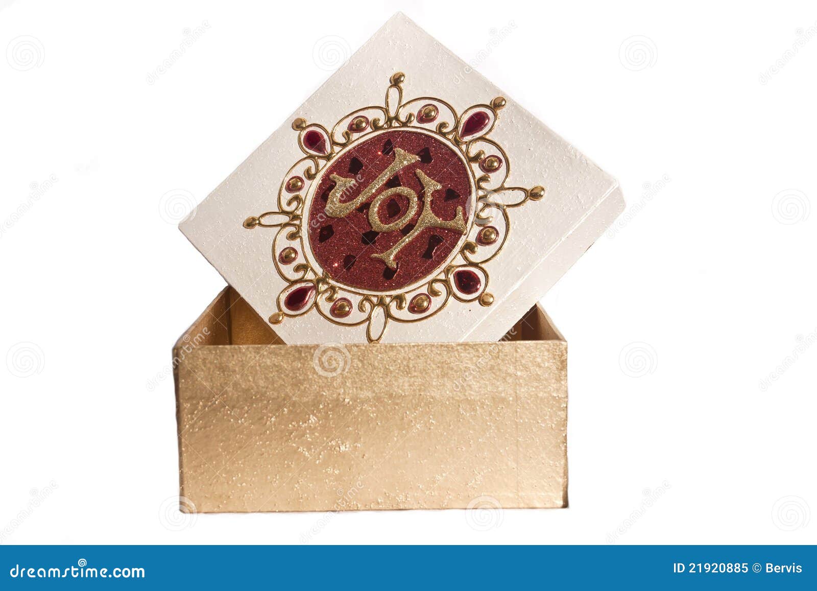Open Christmas Box with Joy on Top Stock Image - Image of leaf, white ...