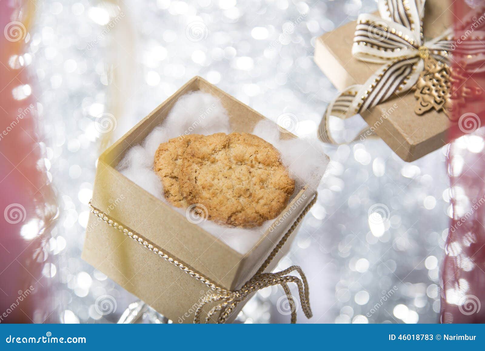 Open Christmas Gift Box with Cookie Stock Image - Image of celebrate ...
