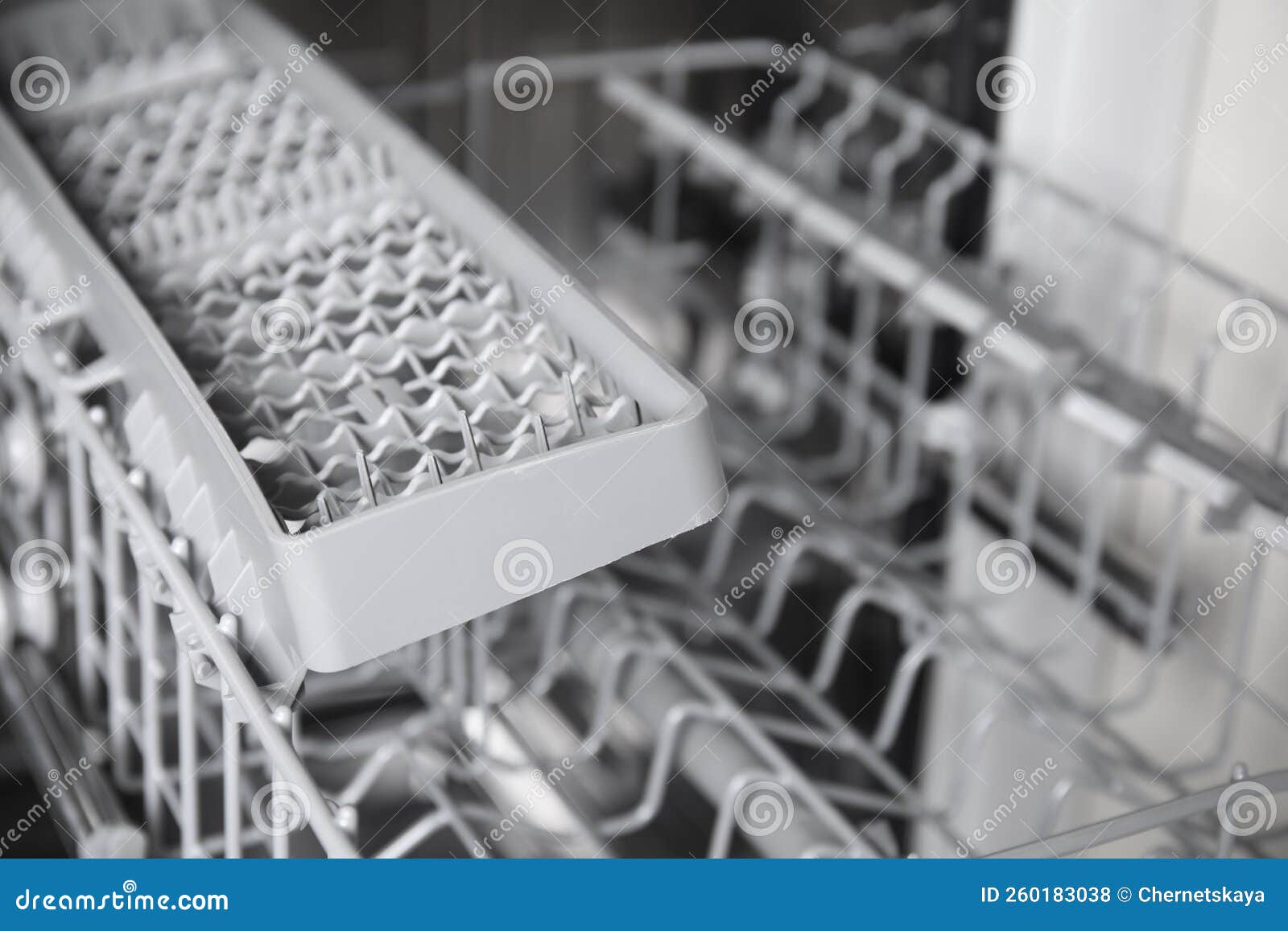 Open Clean Modern Empty Automatic Dishwasher Machine, Closeup Stock ...