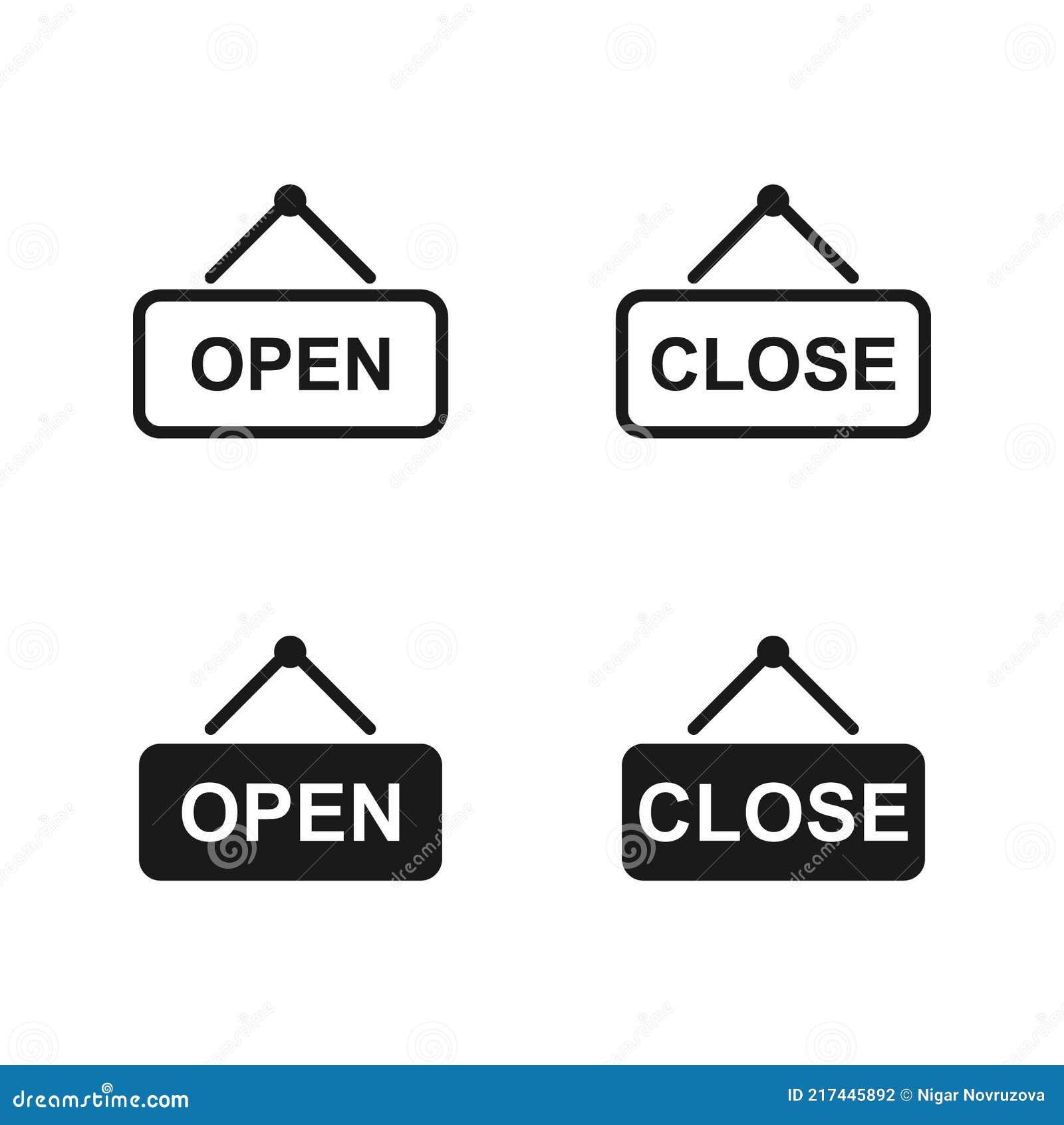 Open and Close Banner Icon Flat Style Isolated on White Background ...