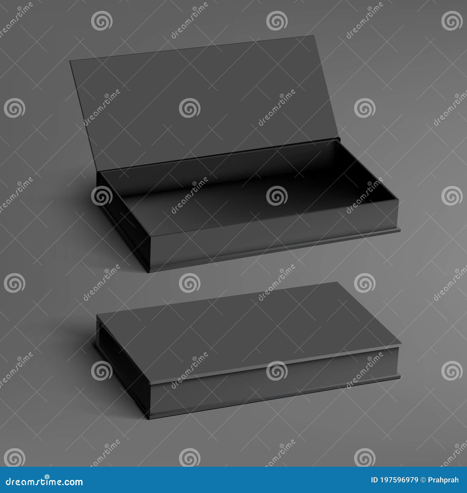 Open and Close Black Package Cardboard Box Set Stock Illustration ...