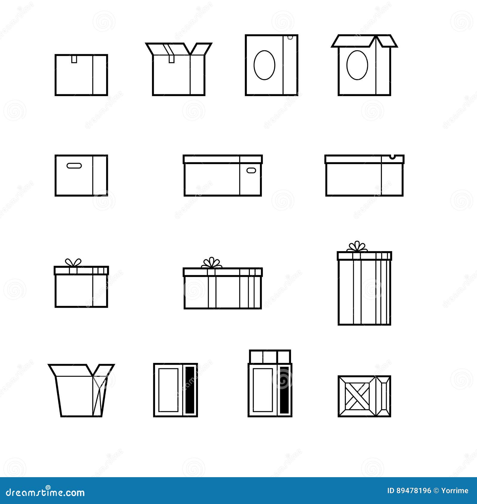 Open and close boxes set stock vector. Illustration of contour - 89478196