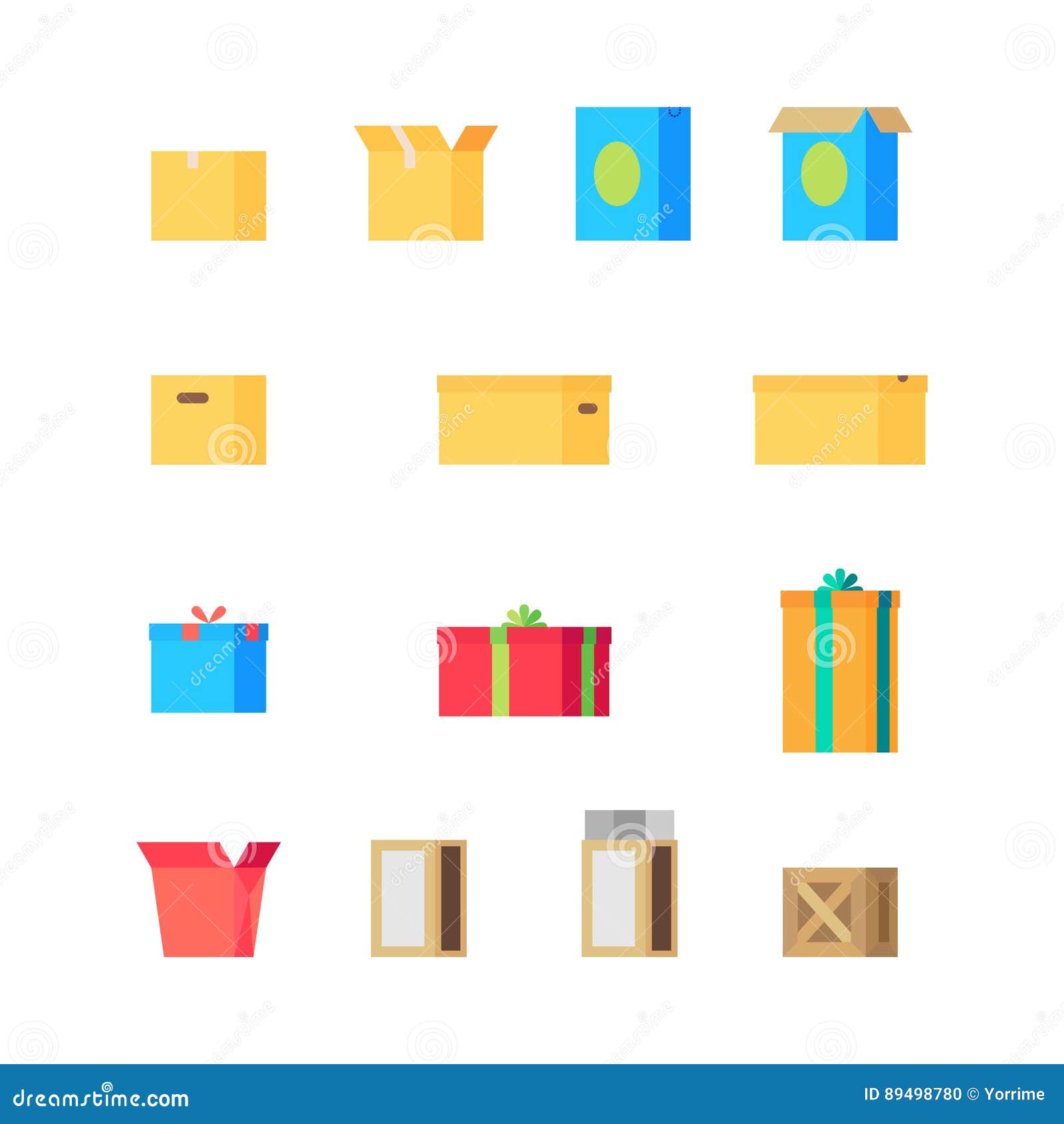 Open and Close Colorful Boxes Set Stock Vector - Illustration of cargo ...