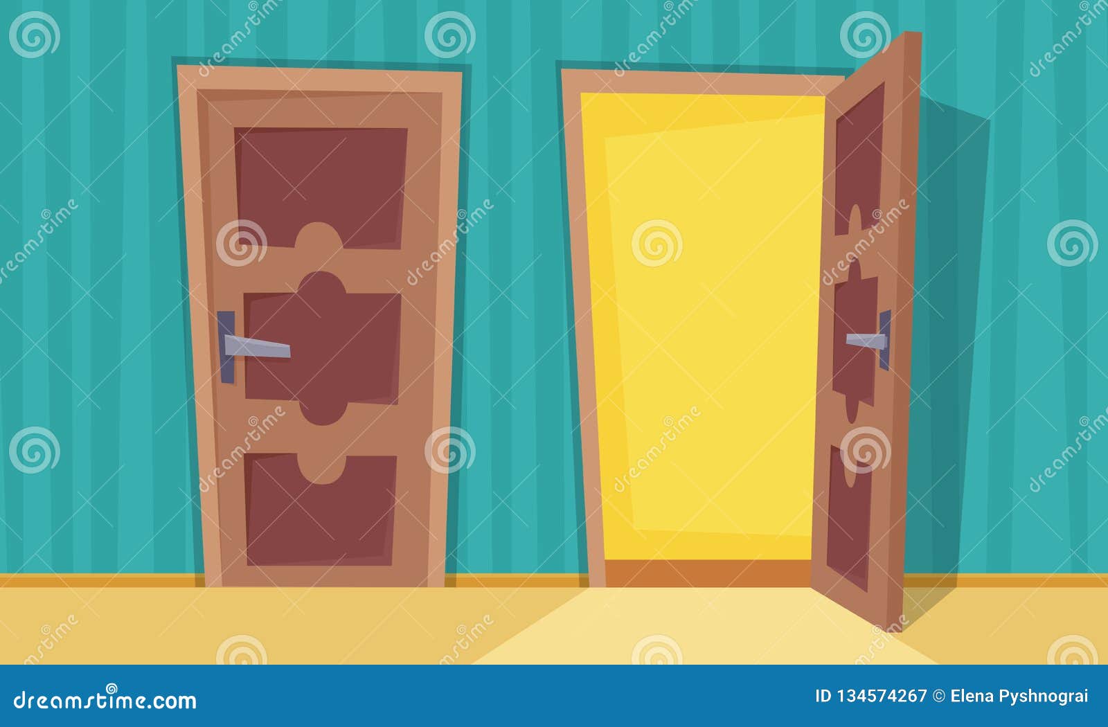 Open and Close Doors. Flat Cartoon Style Stock Vector - Illustration of ...