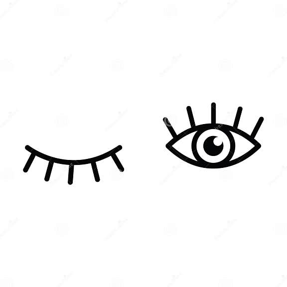 Open and Close Eyes Icon Black Vector Stock Vector - Illustration of ...