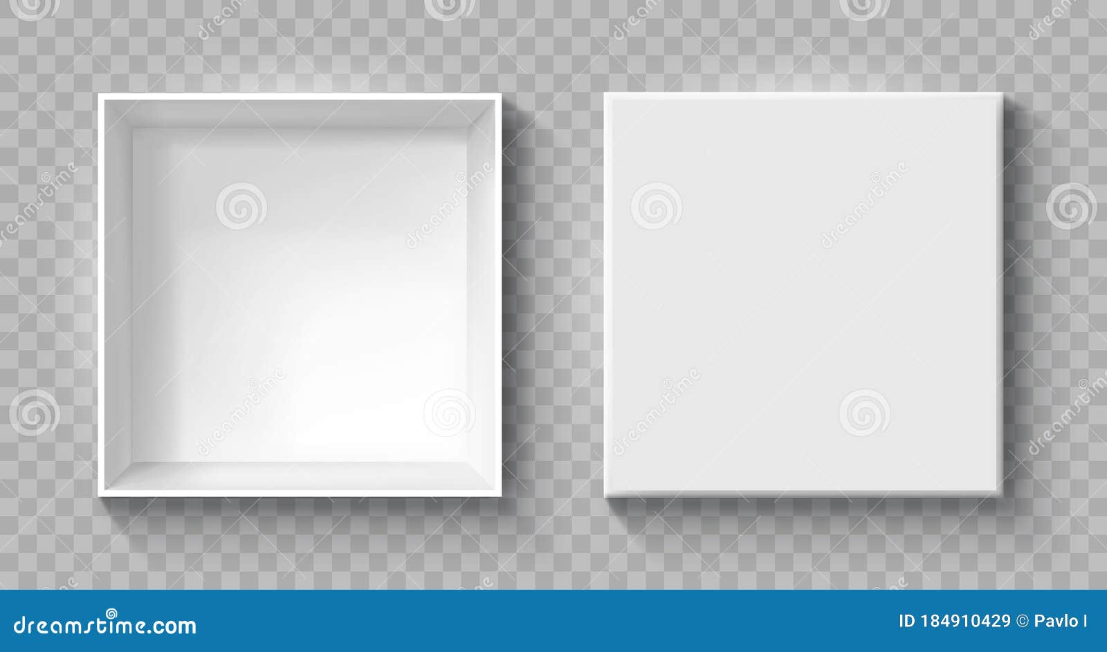 Open and Close Gift Boxes, White Square Box Top View, Container Mockup ...