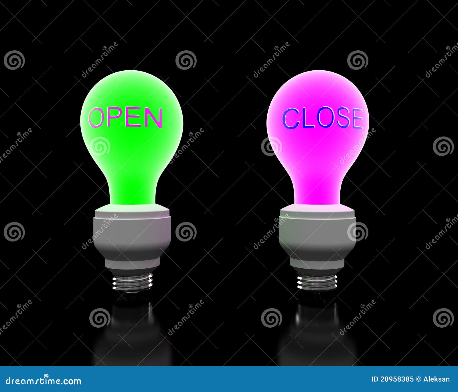 Open and Close Glowing Lightbulb Stock Illustration - Illustration of ...