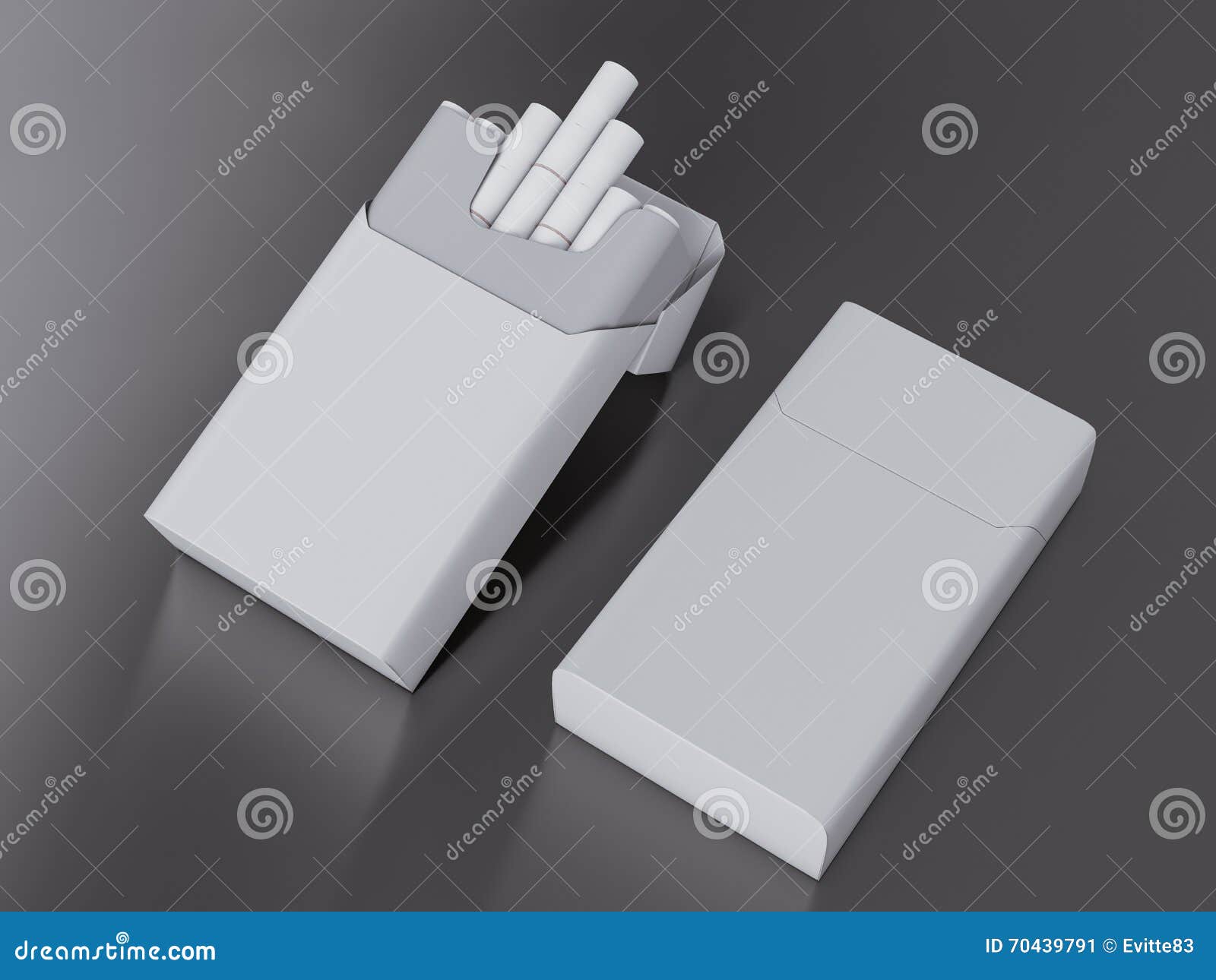 Open and Close Pack of Cigarettes on Grey Background. 3D Rendering ...