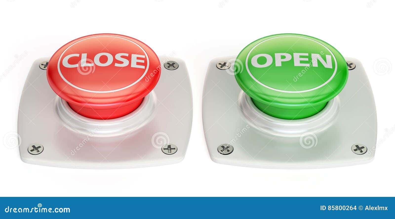 Open and Close Push Button, 3D Rendering Stock Illustration ...