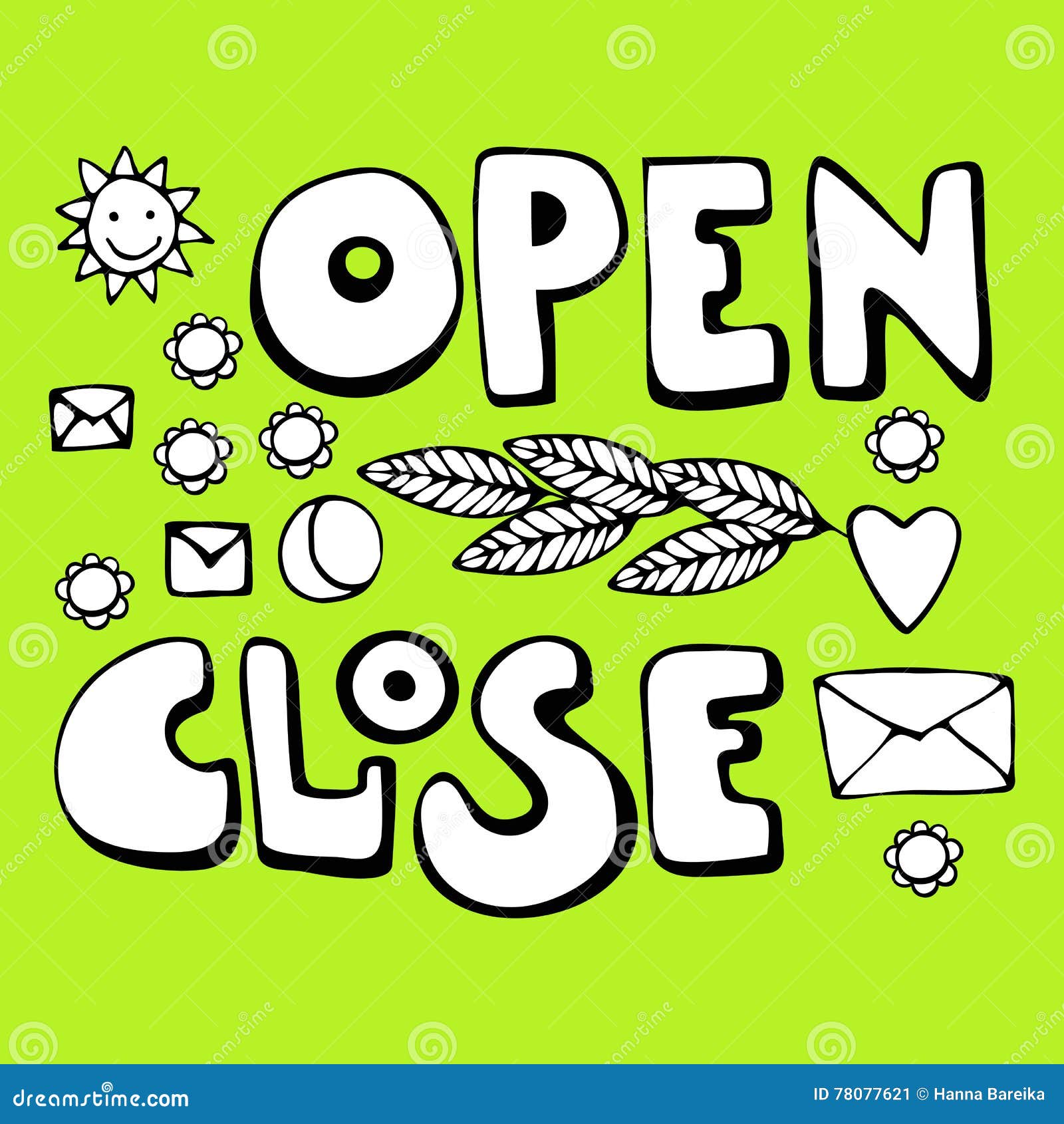 Open and Close Set of Isolated Hand Drawn Elements.Vector Illustration ...