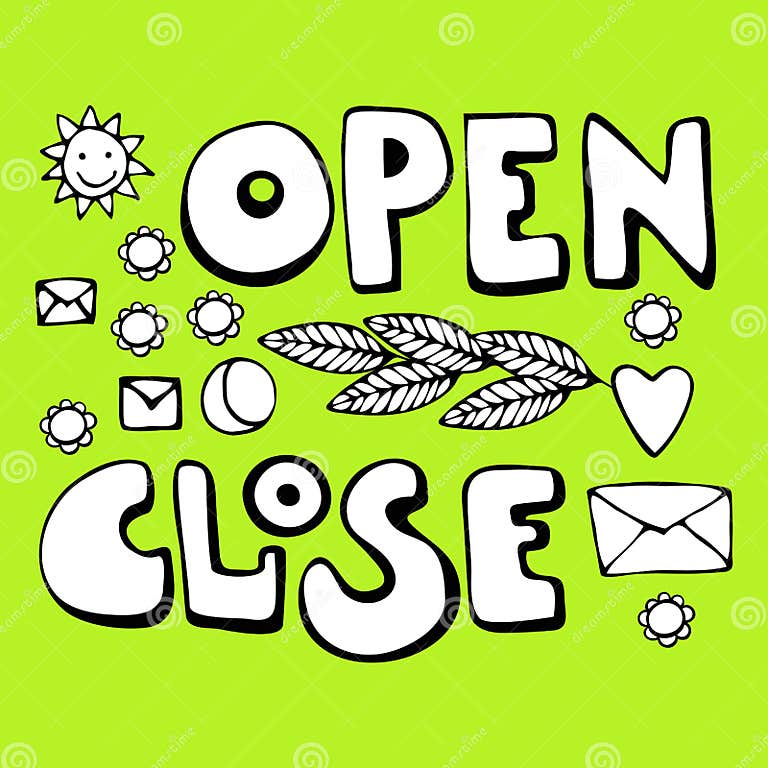 Open and Close Set of Isolated Hand Drawn Elements.Vector Illustration ...