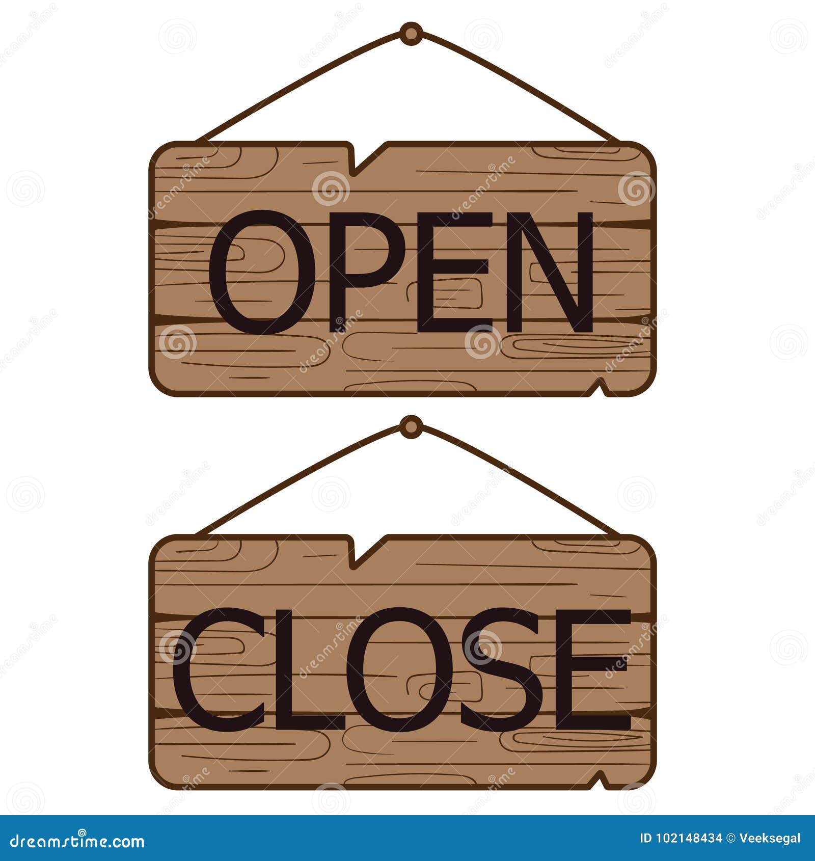 Open Close Signs Made Of Wood. Picture Image: 102148434