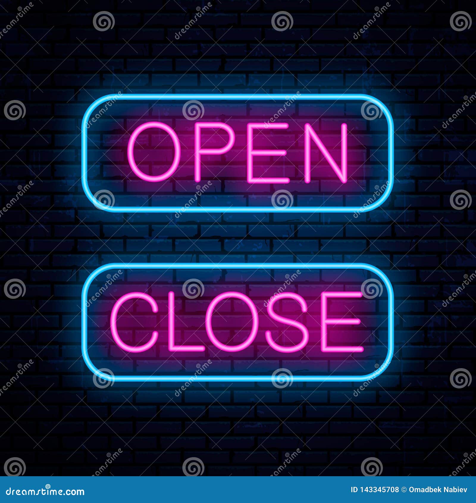 Open and Close. Vector Neon Signs Stock Vector - Illustration of banner ...