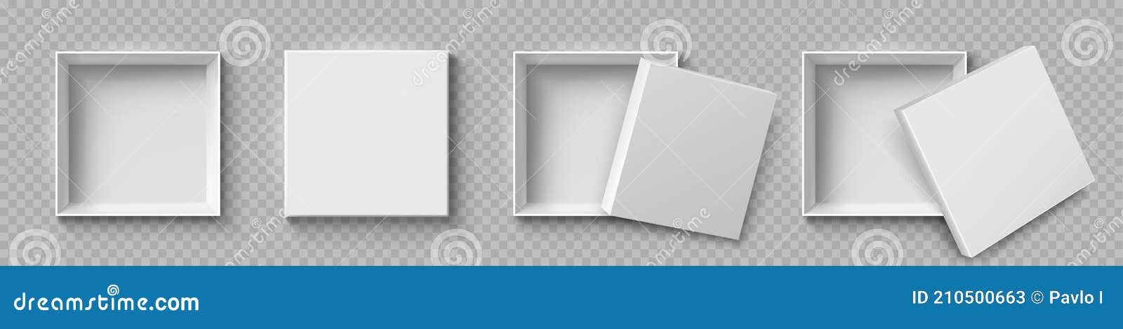 Open and Close White Gift Boxes, White Square Box Top View, Container ...