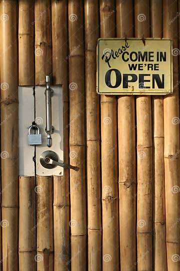 Open Closed Bamboo Door Background Stock Photo - Image of sticks, lock ...