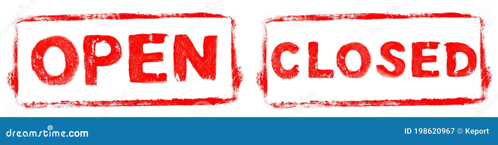 Red Stencil Frame: Open Closed Banner Stock Illustration - Illustration ...
