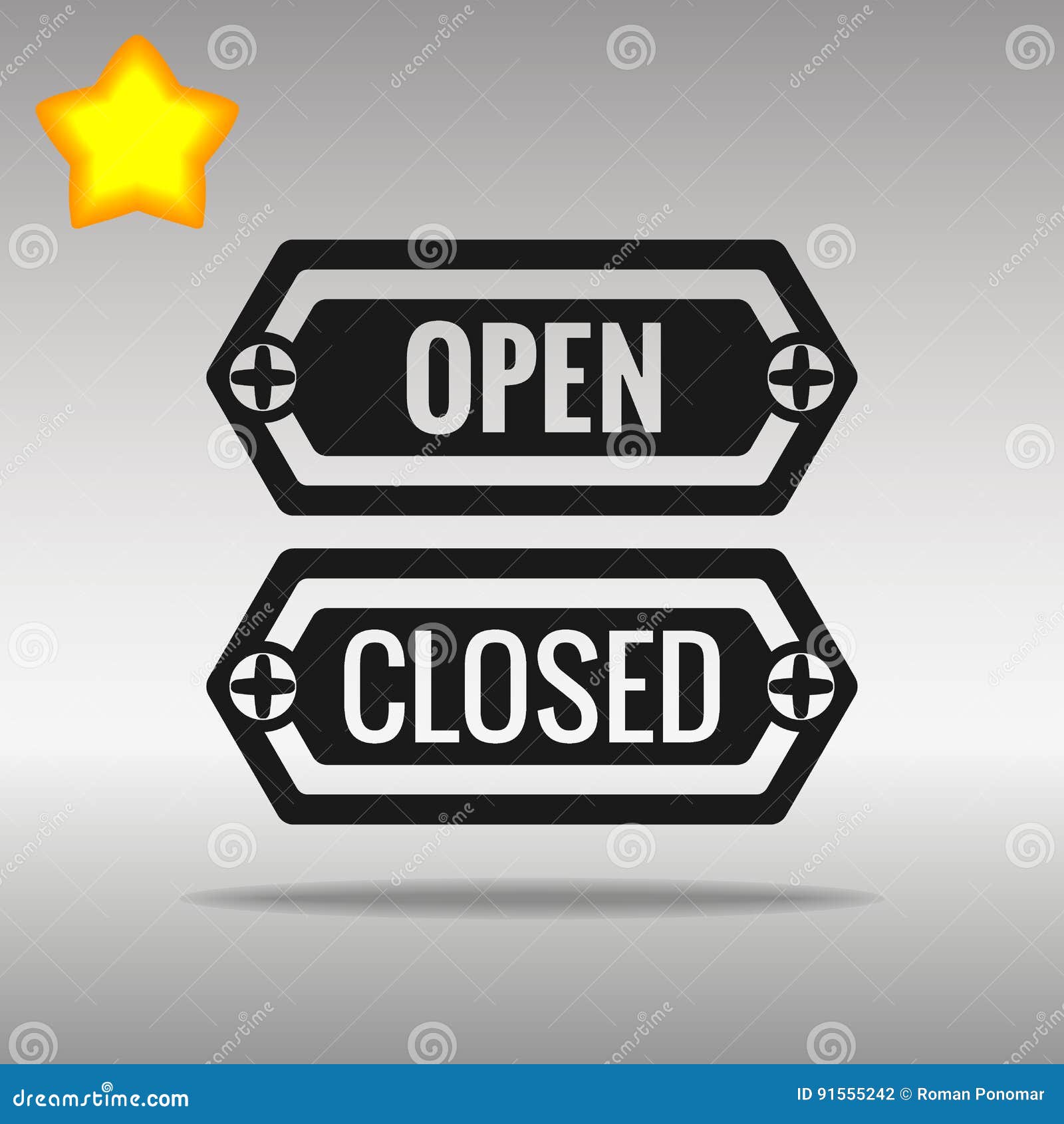 Open and Closed Black Icon Button Logo Symbol Stock Vector ...