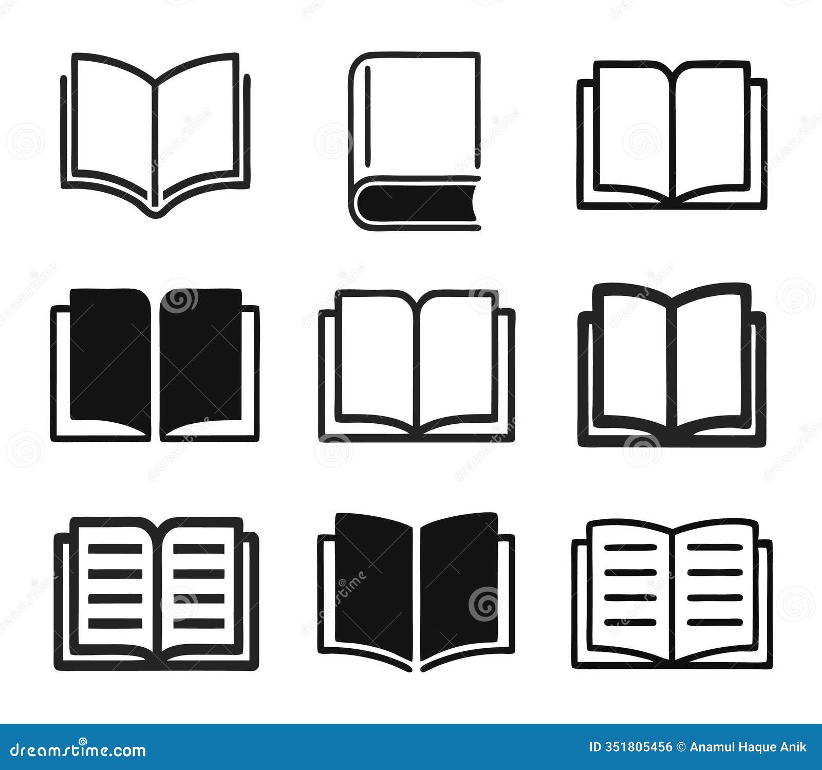 Open Closed Book Icons Reading Education Library Knowledge Symbols ...