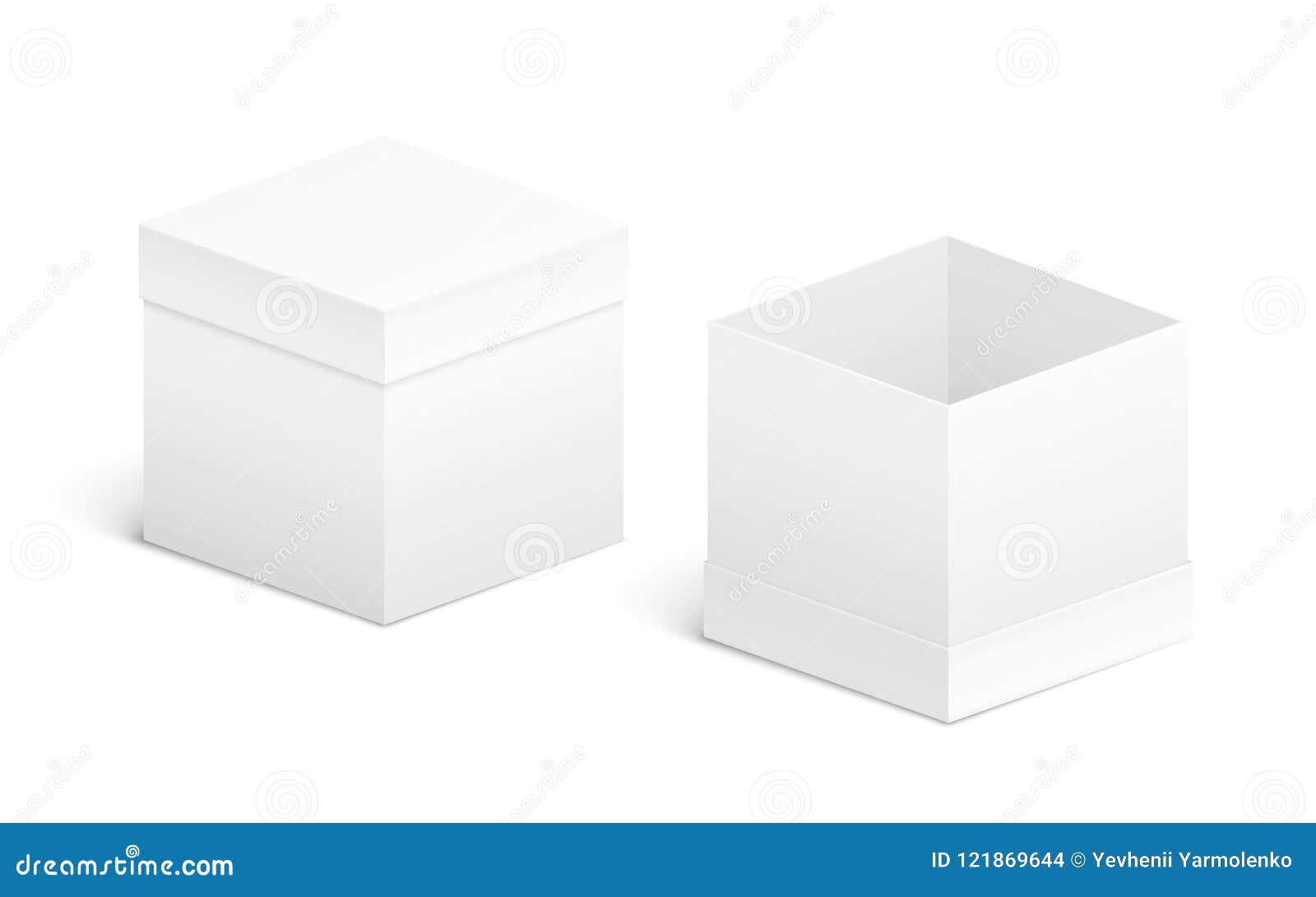 Open and Closed Box Design. White Objects on White Background. Vector ...