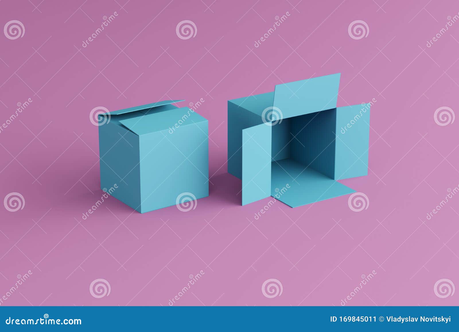 Open and Closed Box on a Pink Background, Two Boxes, Place for Text ...