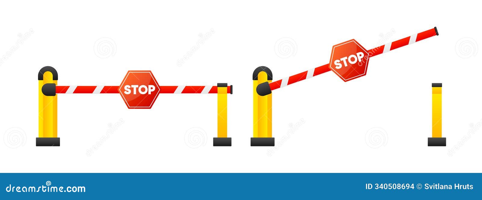 Open and Closed Car Barriers with Stop Signs. Automatic Car Barrier ...