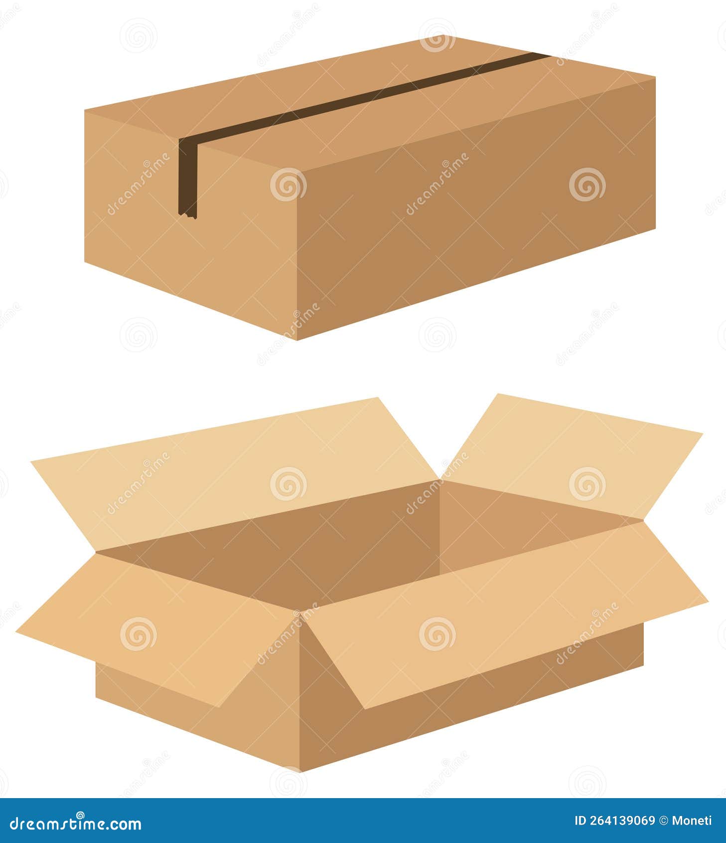 Open and Closed Cardboard Box. Carton Delivery Packaging Open and ...