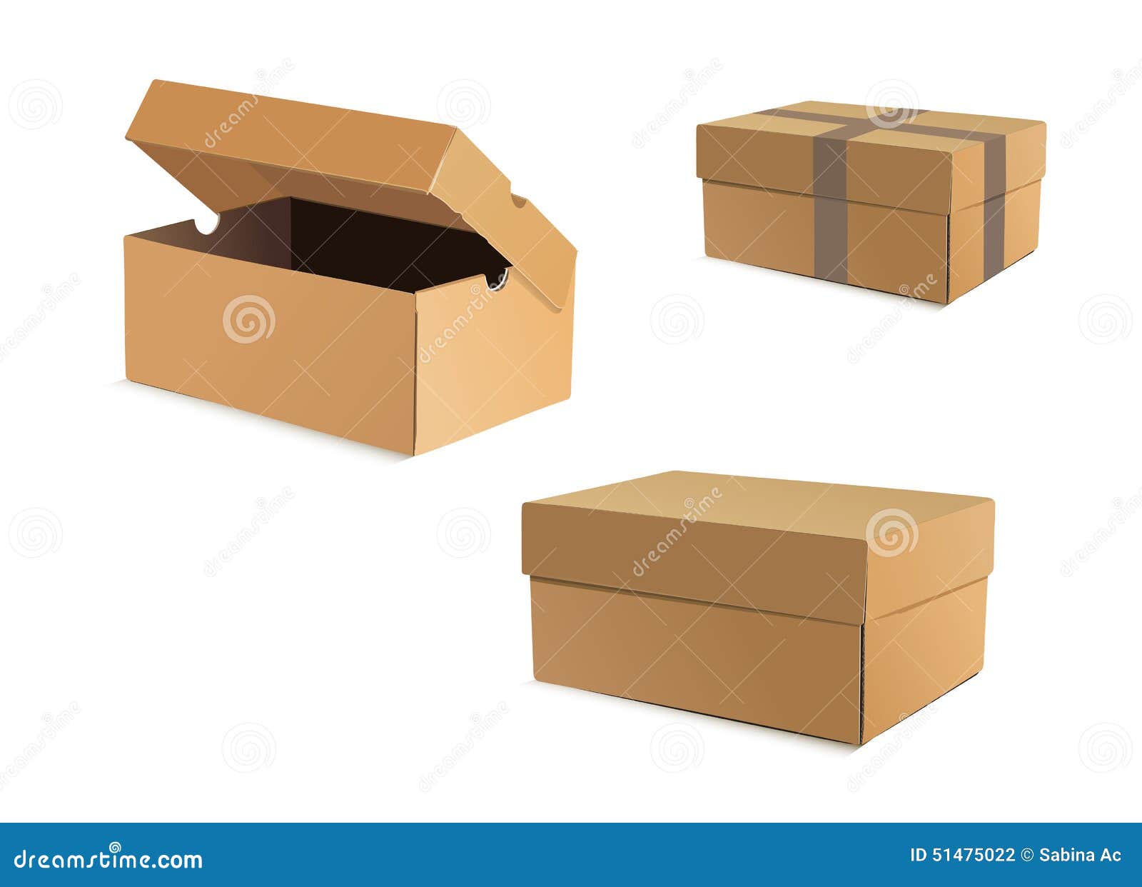Open and Closed Cardboard Boxes Stock Vector - Illustration of closed ...