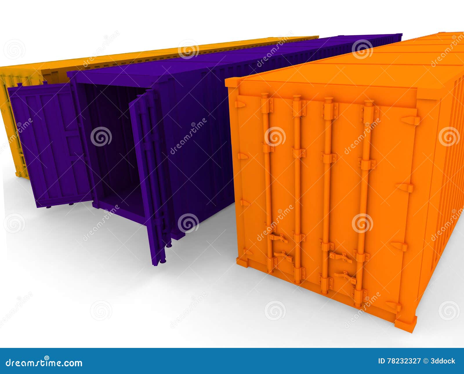 Open and Closed Cargo Containers Stock Illustration - Illustration of ...