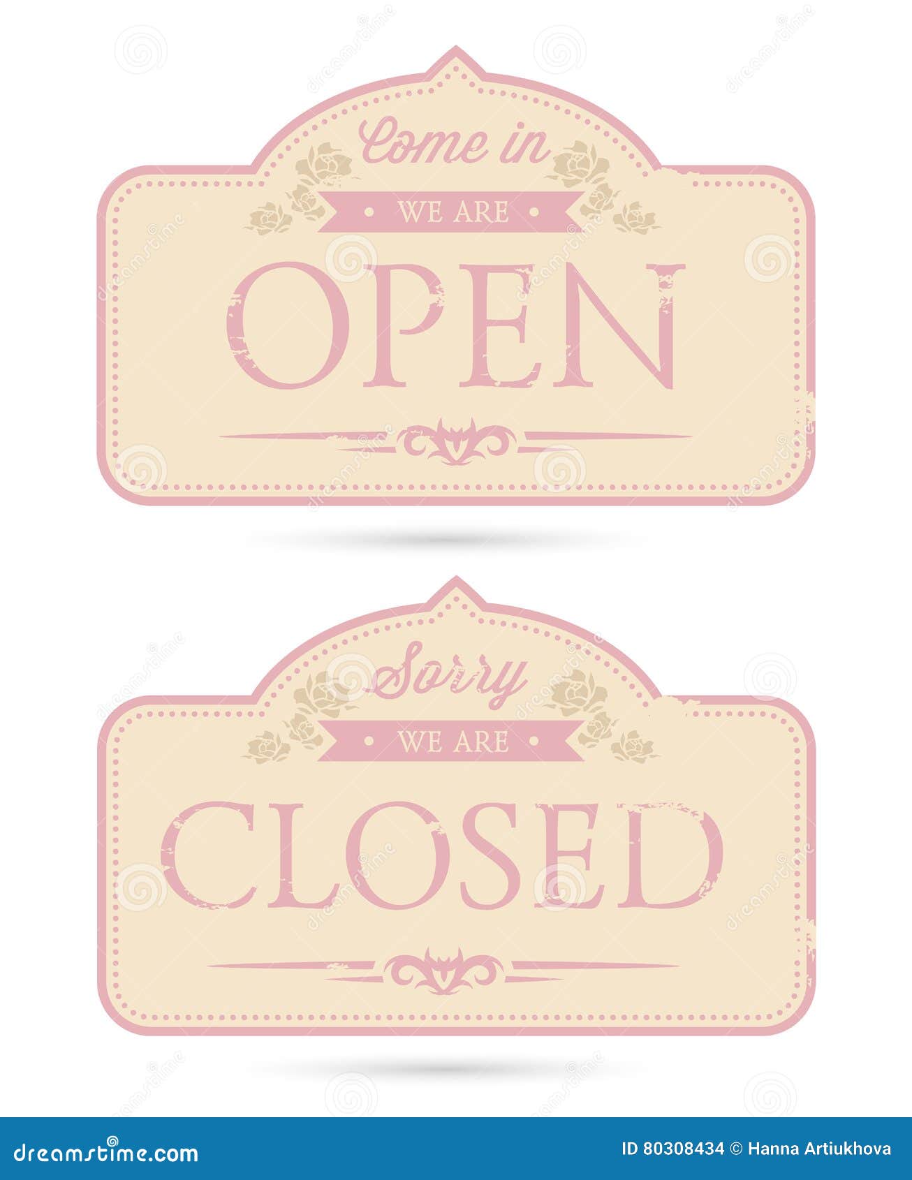 Open and closed cute signs stock illustration. Illustration of notice ...