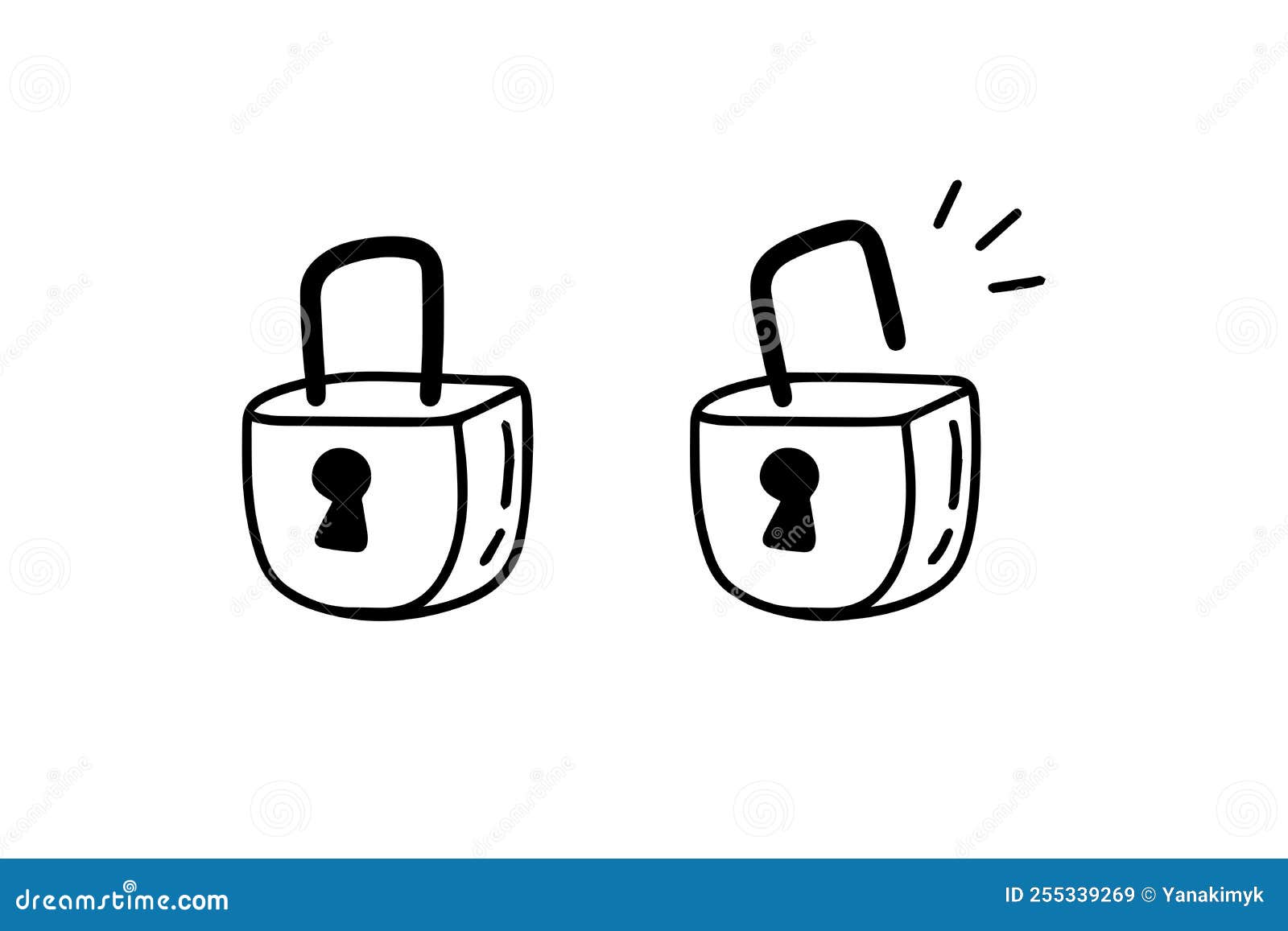 Open Closed Doodle Lock. Hand Drawn Sketch Style. the Concept of Lock ...
