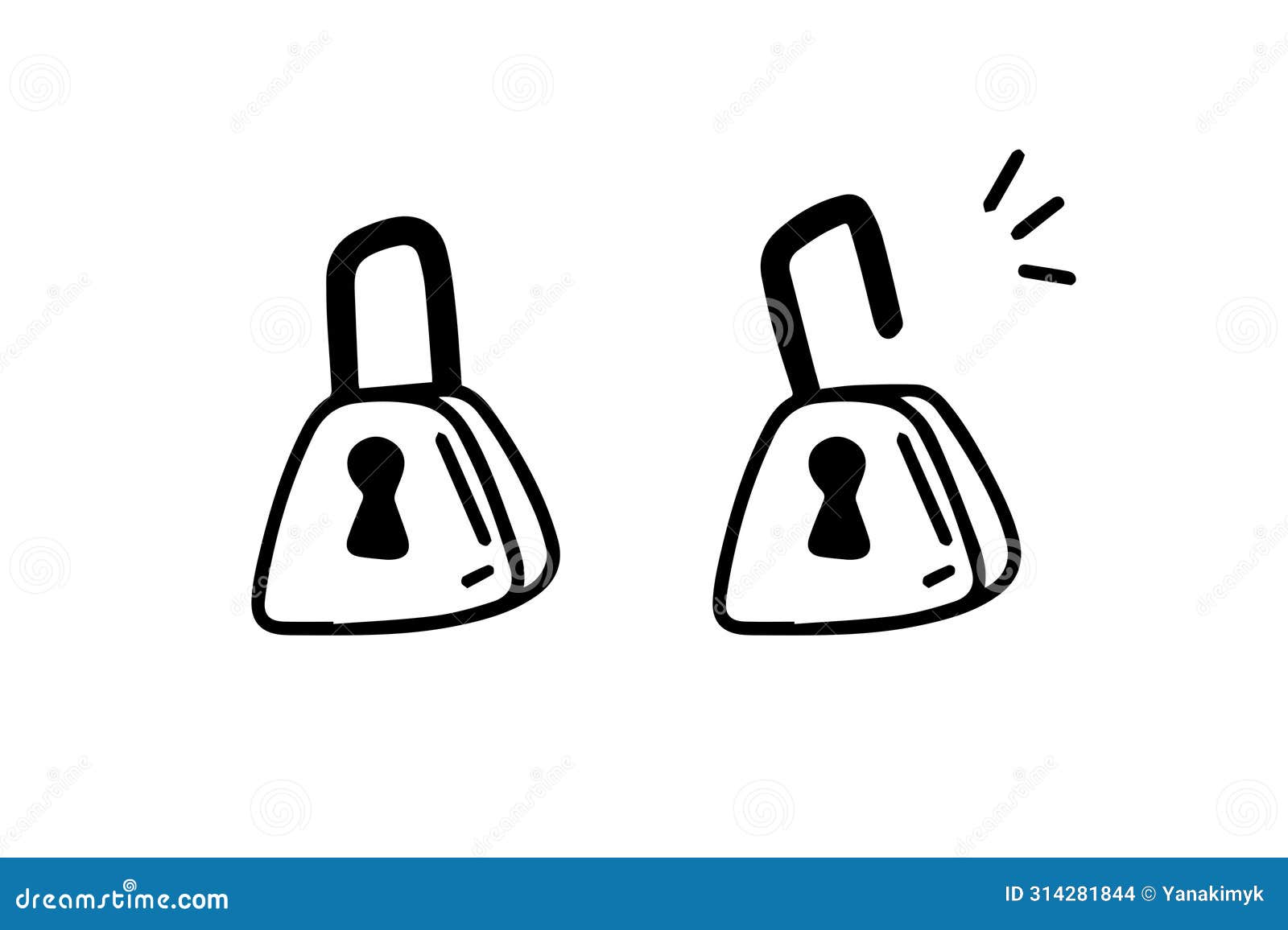 Open Closed Doodle Lock. Hand Drawn Sketch Style. the Concept of Lock ...