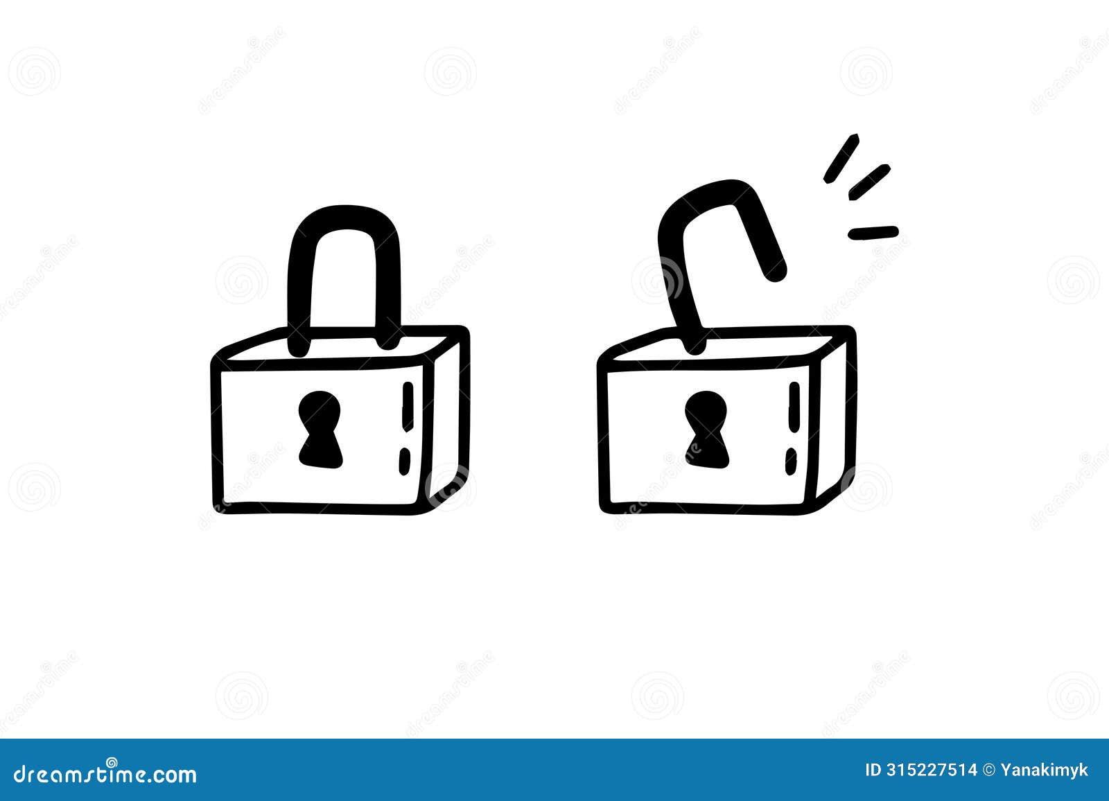 Open Closed Doodle Lock. Hand Drawn Sketch Style. the Concept of Lock ...