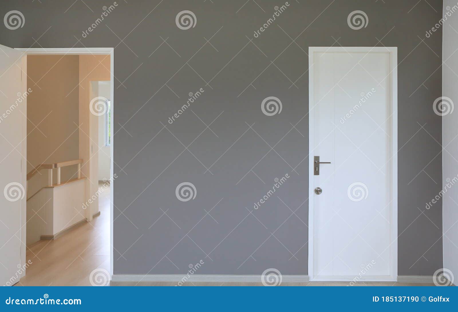 Open and Closed Door in the Room of New House Stock Photo - Image of ...