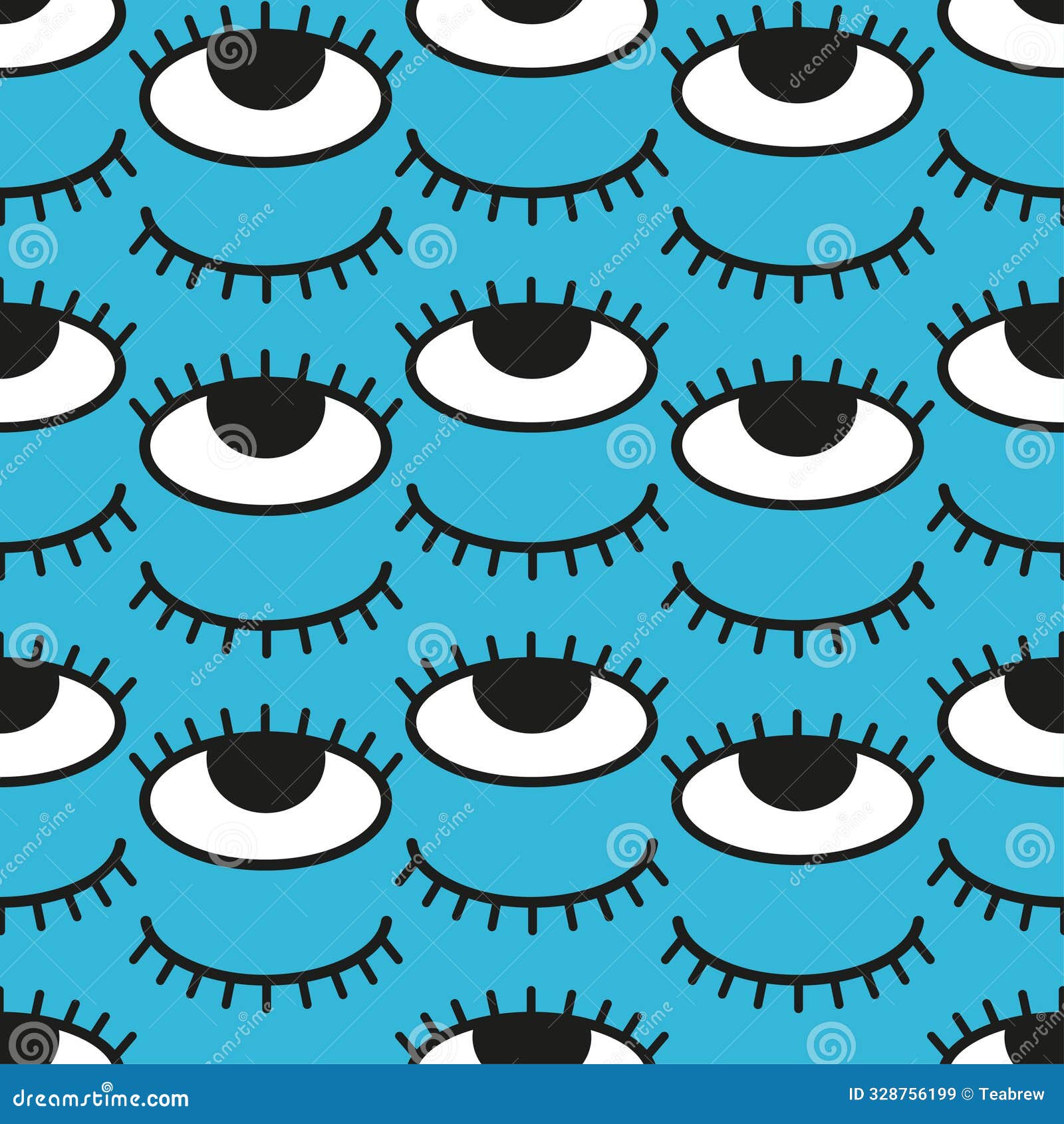 Open and Closed Eye. Winked Eyes Seamless Pattern. Stock Illustration ...