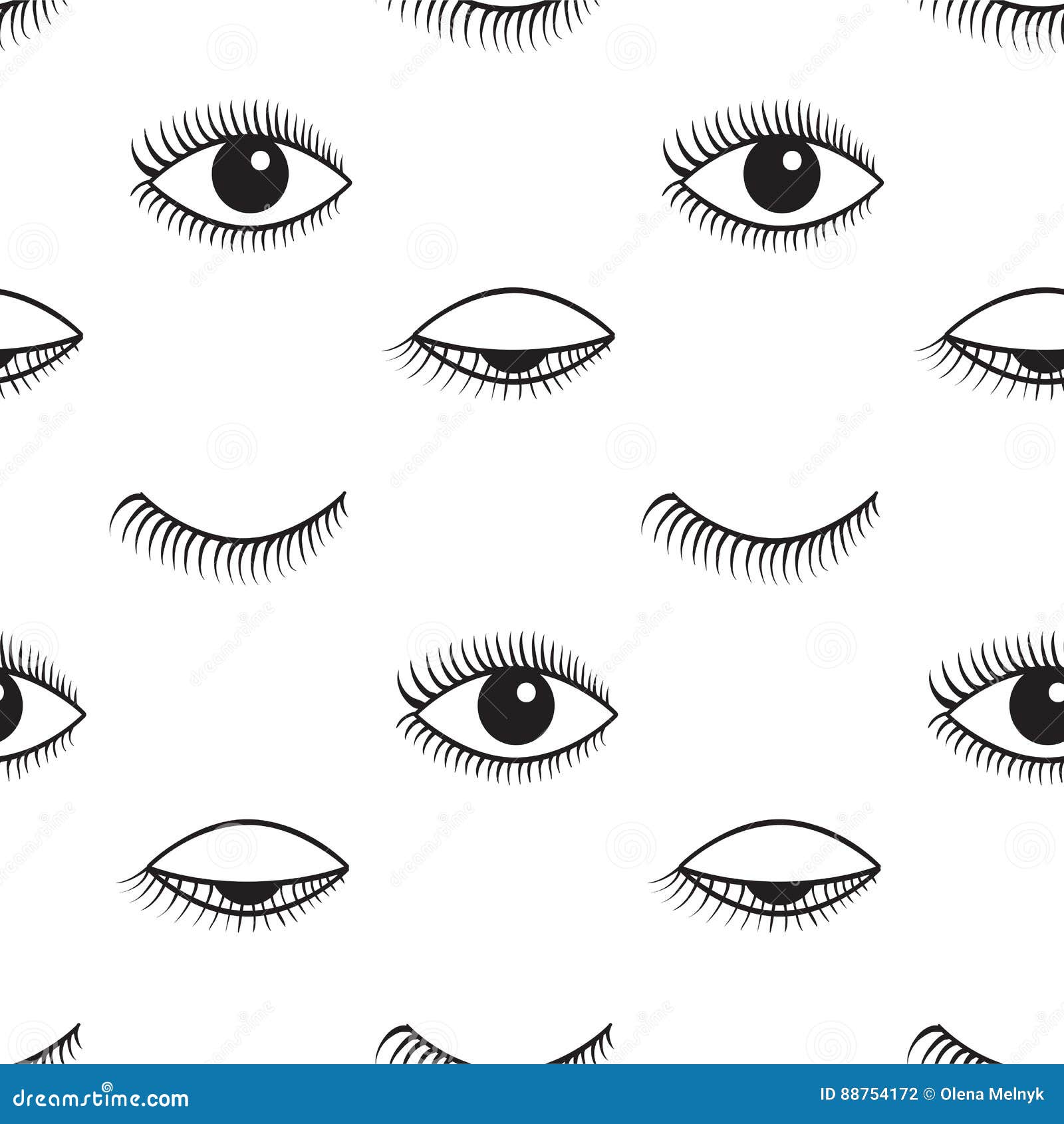 Open and Closed Eyes Vector Seamless Pattern. Stock Vector ...
