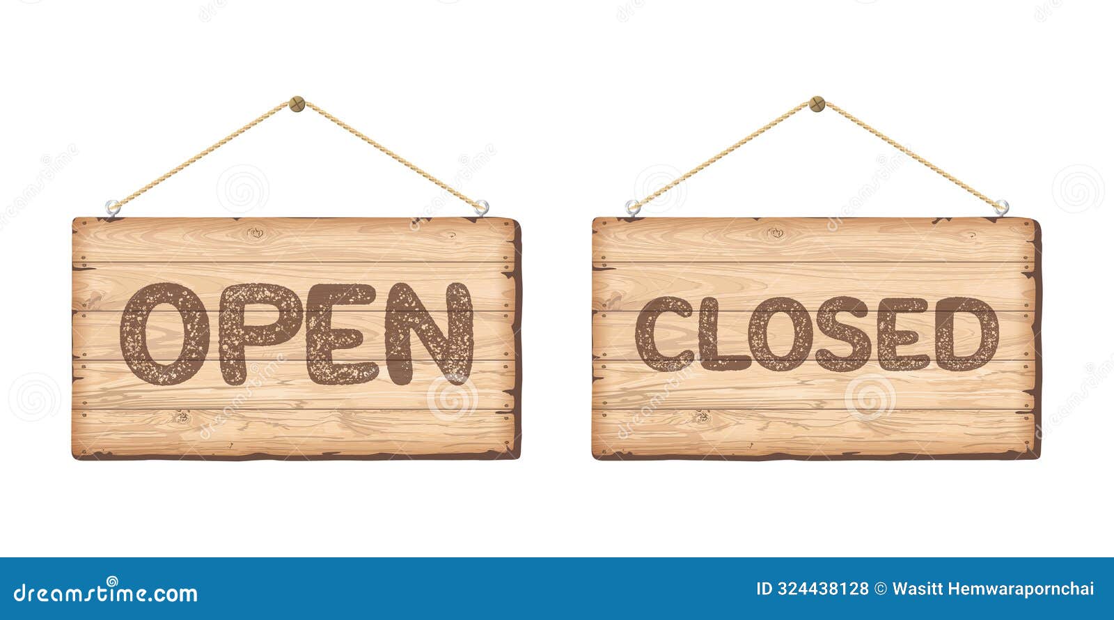Open and Closed Hanging Signboard Rectangle Isolated Made from Cut ...