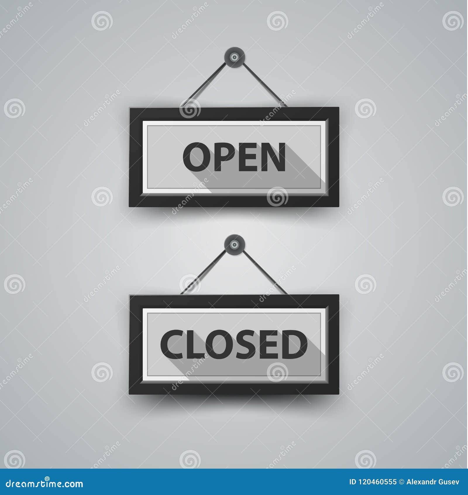 Open and Closed Icon with Shadow. Stock Vector - Illustration of front ...